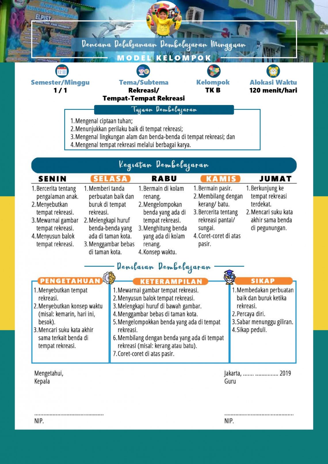 Contoh RPP PAUD 1 Lembar – idsch.id
