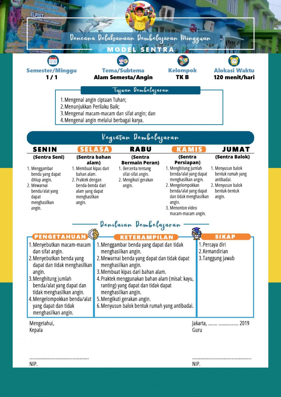 Contoh RPP PAUD 1 Lembar – idsch.id